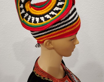 Bamenda Toghu Caps, Traditional Hat, African Multi Color Hats, Costume ...