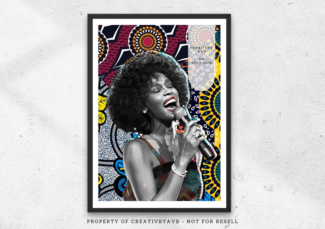 Whitney Houston Portrait Print | Colorful African Art Wall Decor - Etsy