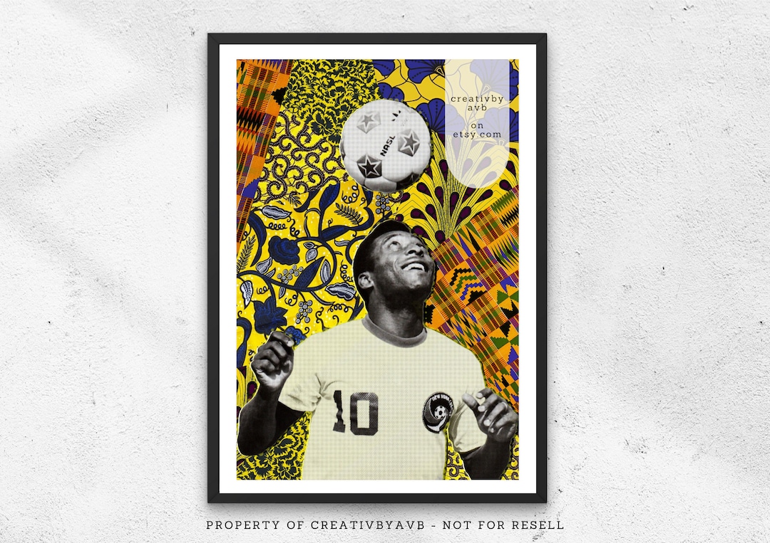 Pele Colourful Portrait Art | Black Man Art | Wall Art | Fela Artwork ...