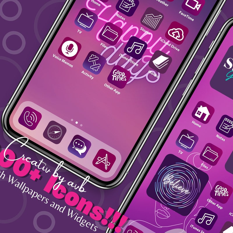 Neon Purple Icons - Etsy