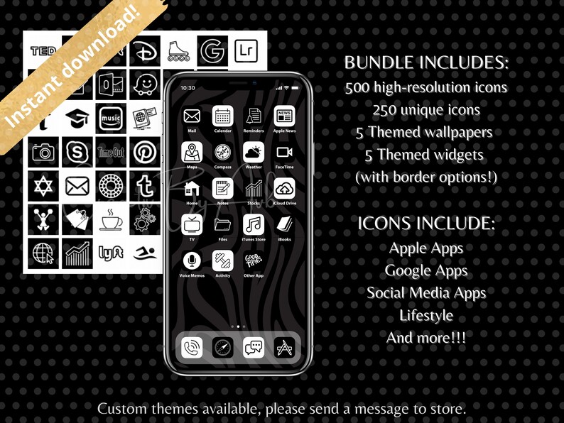 Monochrome App Icons (includes Wallpapers and Widgets!) - Etsy