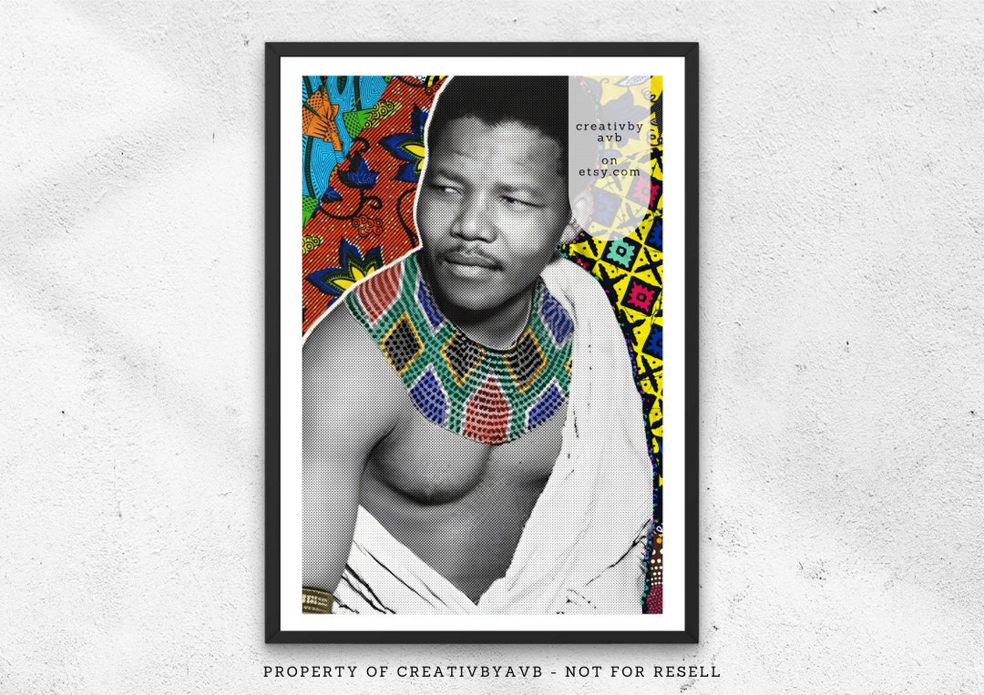 Nelson Mandela Portrait Art Print | Colorful African Wall Decor - Etsy