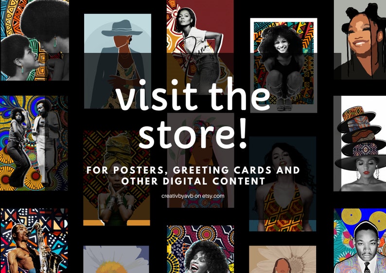 Black Power Poster Colourful Portrait Art Afro Art Wall Art African ...