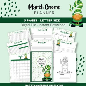 March Gnome Planner Printable, Calendar, Monthly Goals, Daily Plan ...