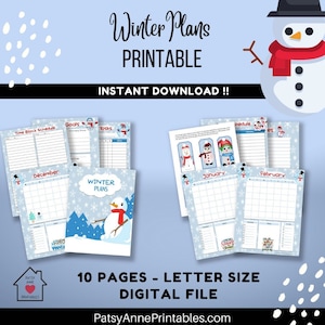 Winter Plans Printable Cute Snowman Planner Printable - Etsy