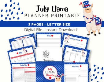September Llama Planner Printable Calendar Goals Daily - Etsy