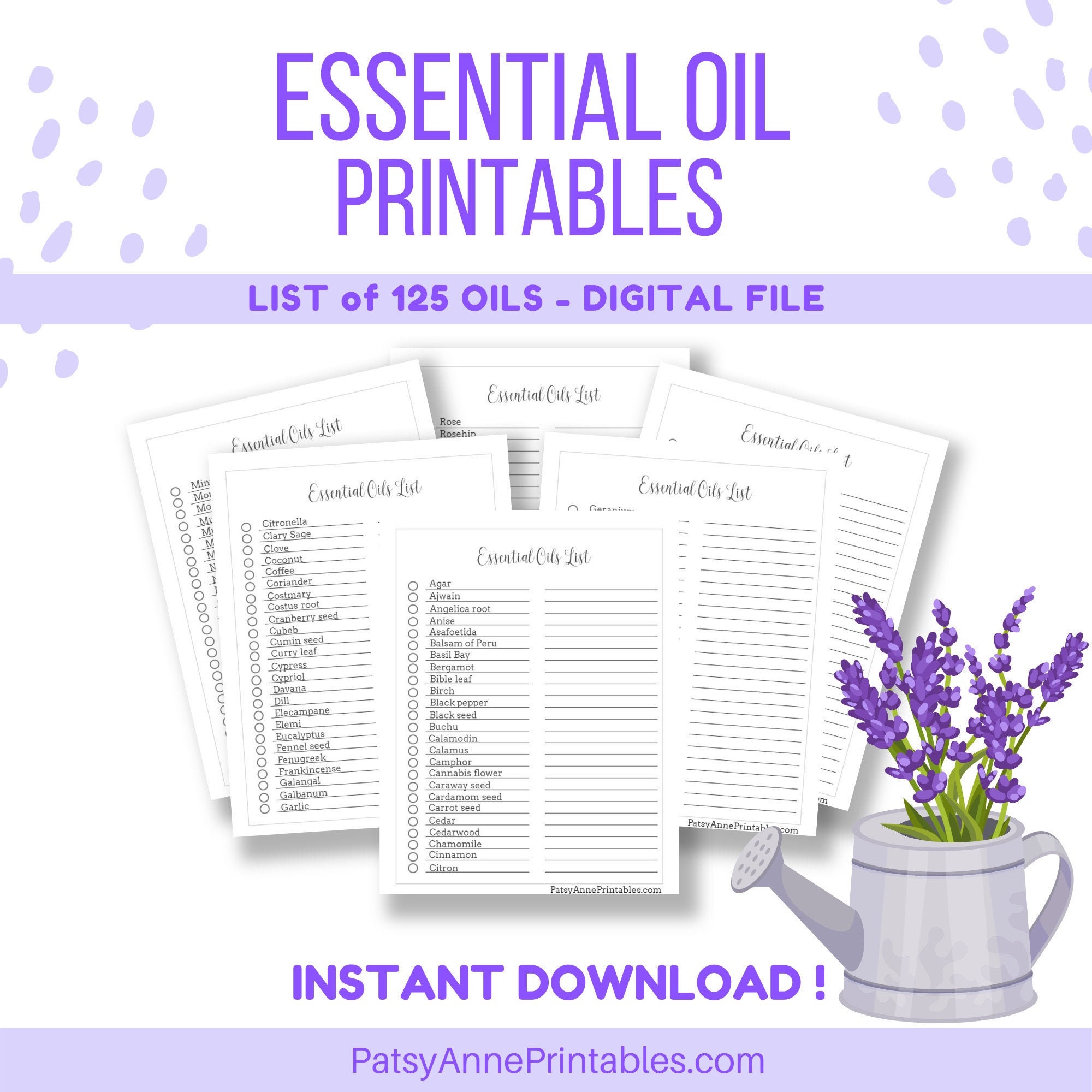 Printable Essential Oils List, Aromatherapy, Spa, Healing - Etsy