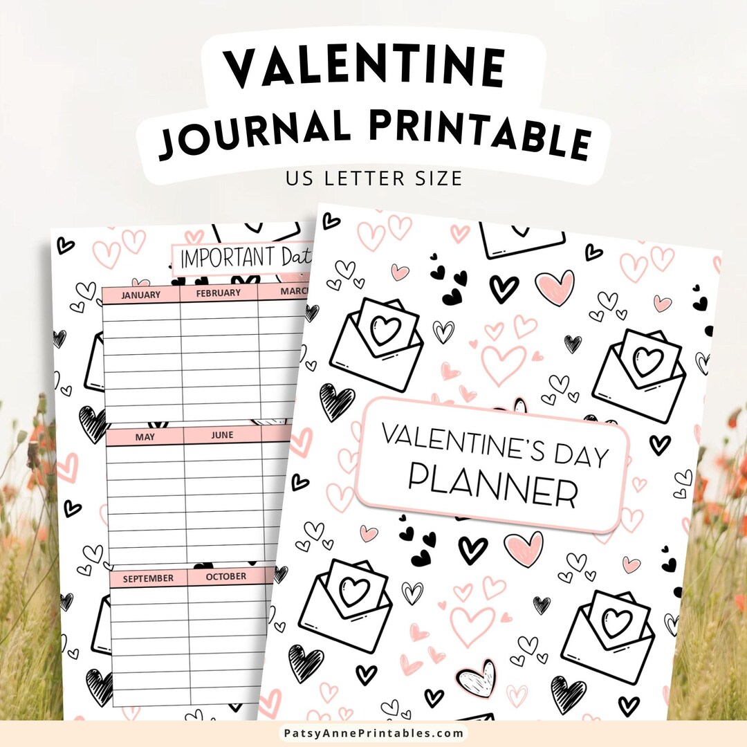 Valentine's Day Journal Planner Printable Valentine's Day Planner Heart ...