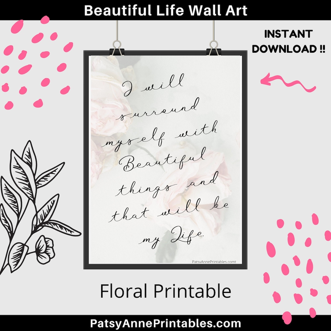 Beautiful Life Quote Wall Art Printable | Quote Print | Pretty Wall ...