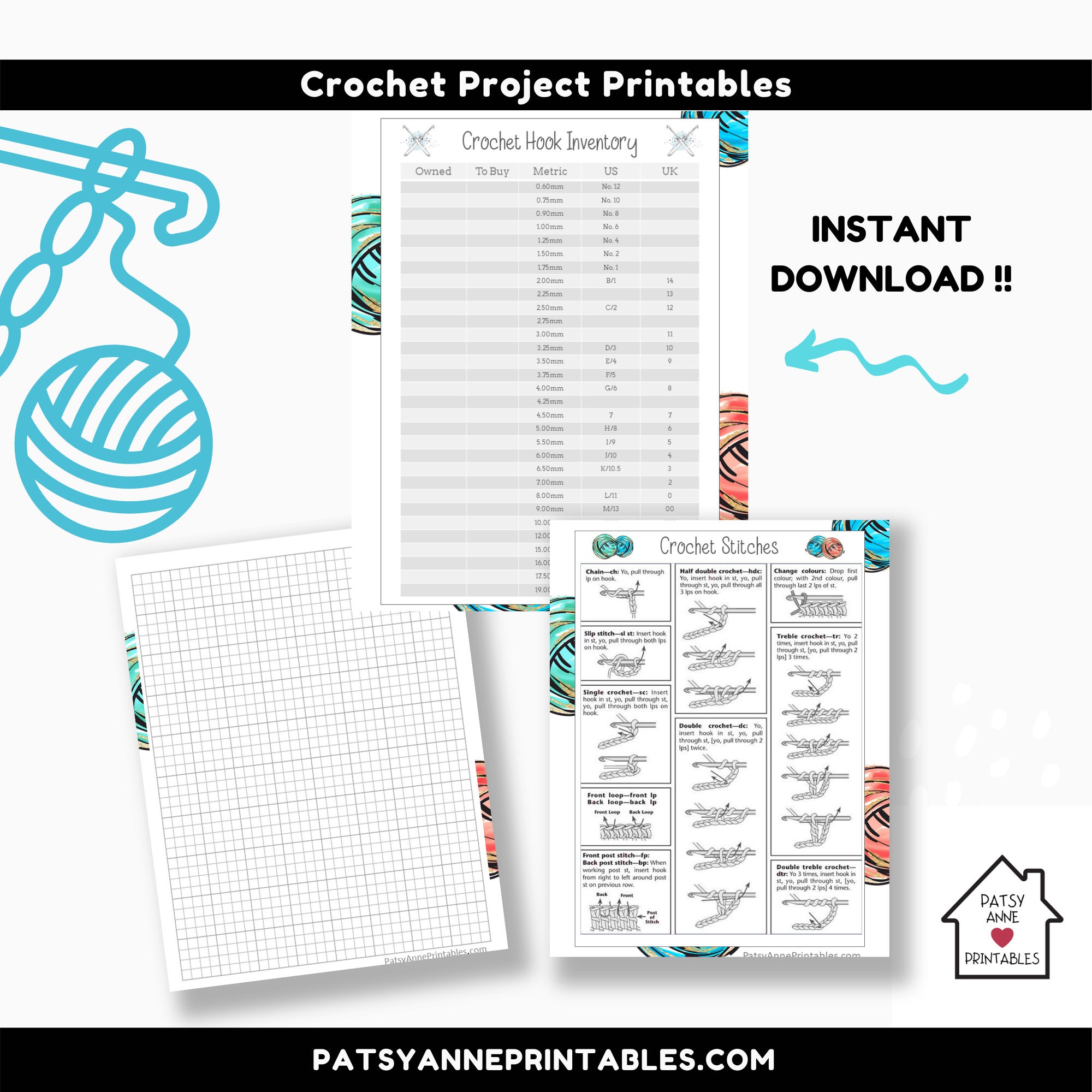 Crochet Project Planner Printable DIY Craft Ideas I Love - Etsy