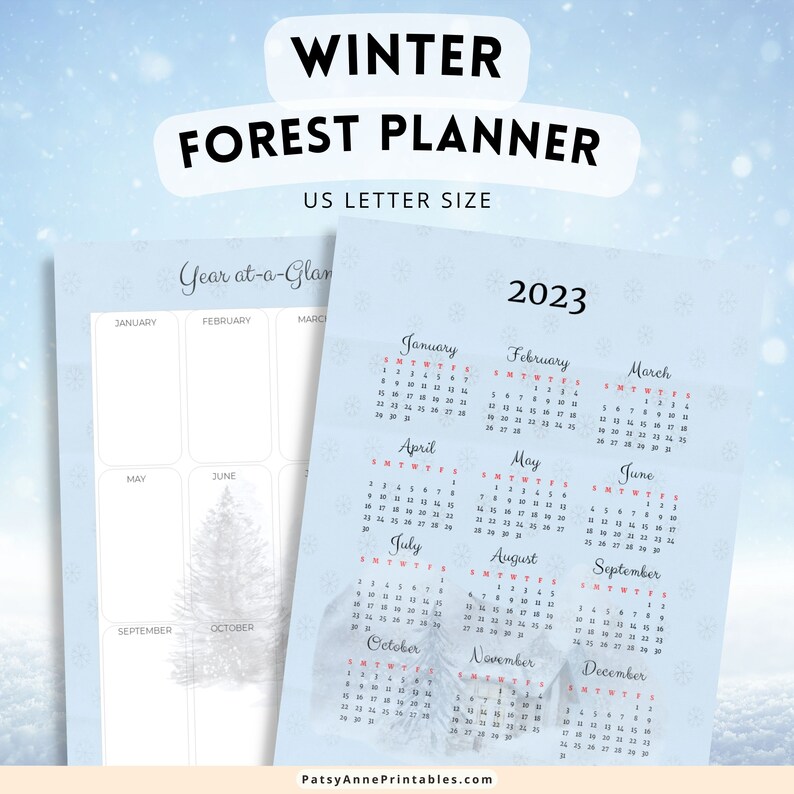 Winter Forest Planner Printable Winter Calendar Pages Instant Download ...