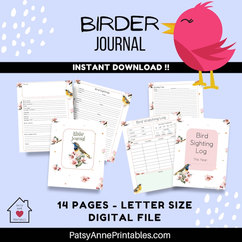 Birder Journal | Birder Printable | Bird Watching Log Book | Instant ...