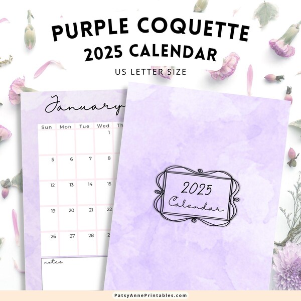 2025 Purple Calendar - Etsy