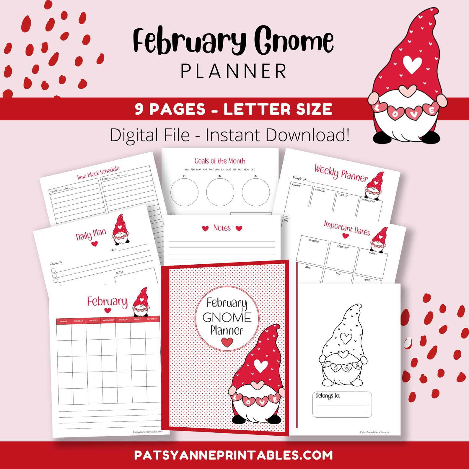 February Gnome Planner Printable February Gnome Planner Gnome Design ...