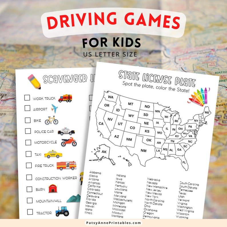 Driving Games for Kids, Road Trip Printables, Instant Download! - Etsy