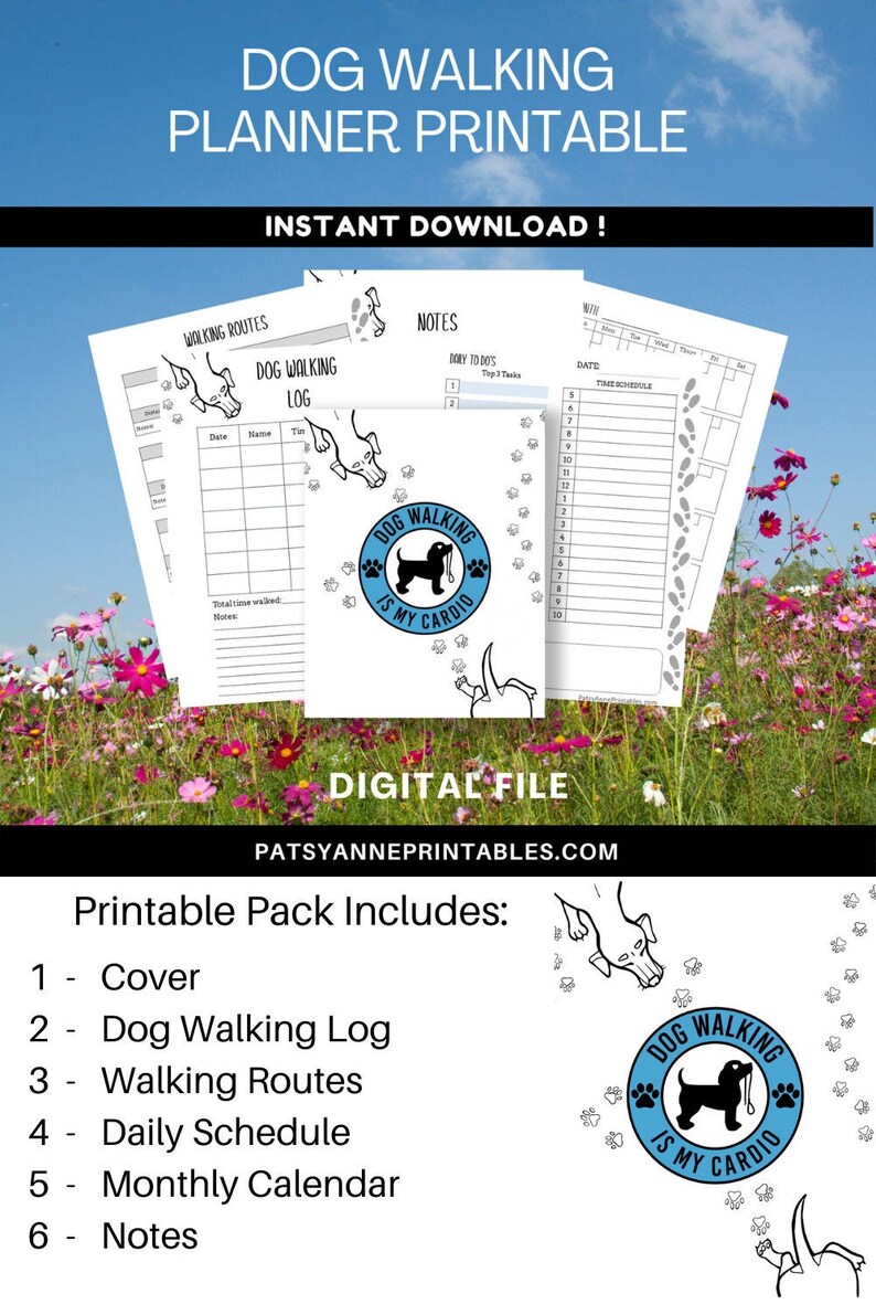 Dog Walking Planner Printable | Dog Walker Log Book | Dog Walking is My ...