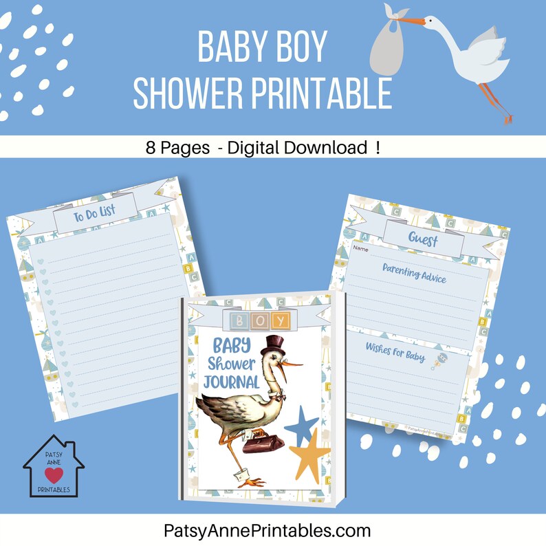 Baby Boy Shower Journal Printable | Baby Boy Shower Planner - Etsy