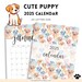 Cute Puppy 2025 Calendar, Watercolor Dog Theme Calendar Printable ...