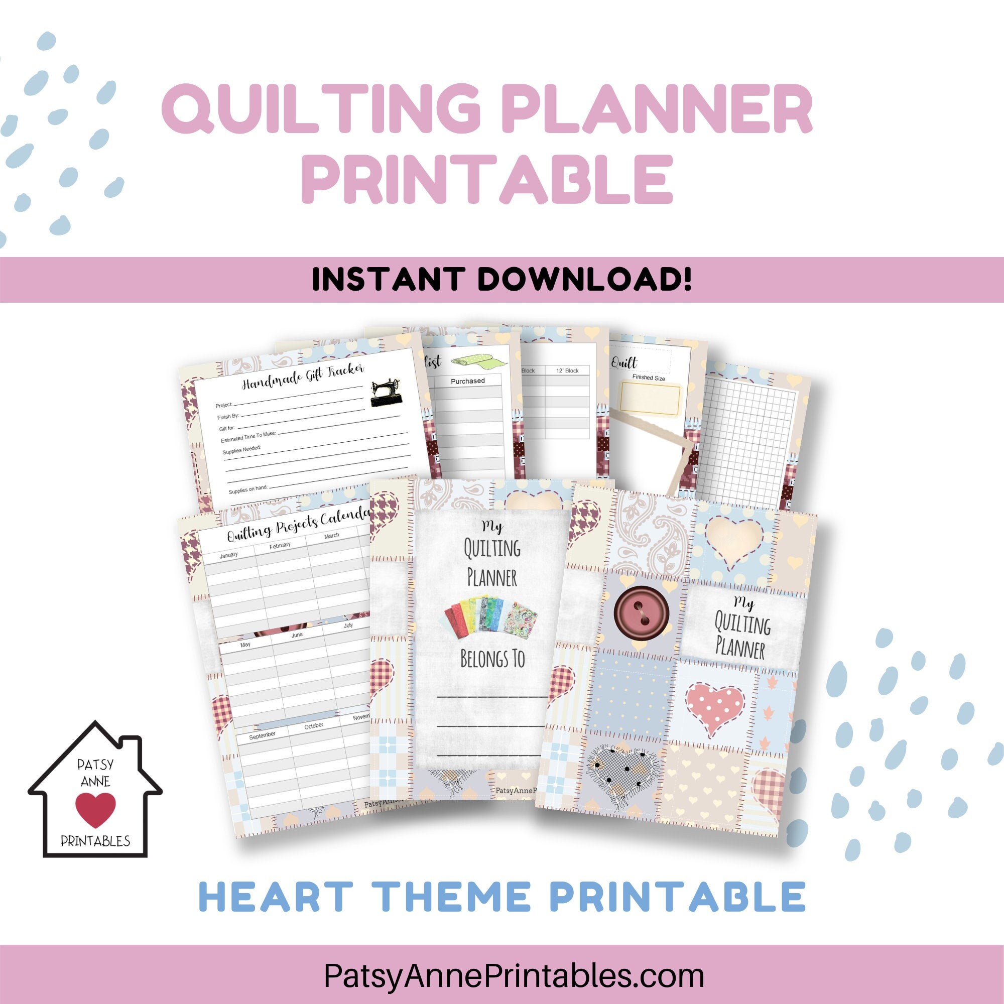 Quilting Planner - Heart Theme | DIY Craft Ideas | I Love Quilting ...