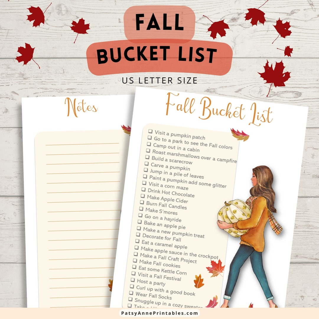 Fall Bucket List Printable | Autumn Bucket List Printable | Instant ...