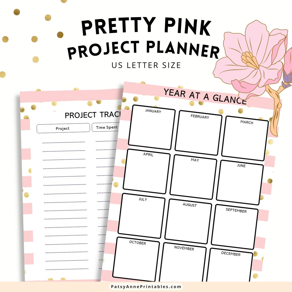 Pretty Pink Project Planner, Plan and Track Each Project, Instant ...