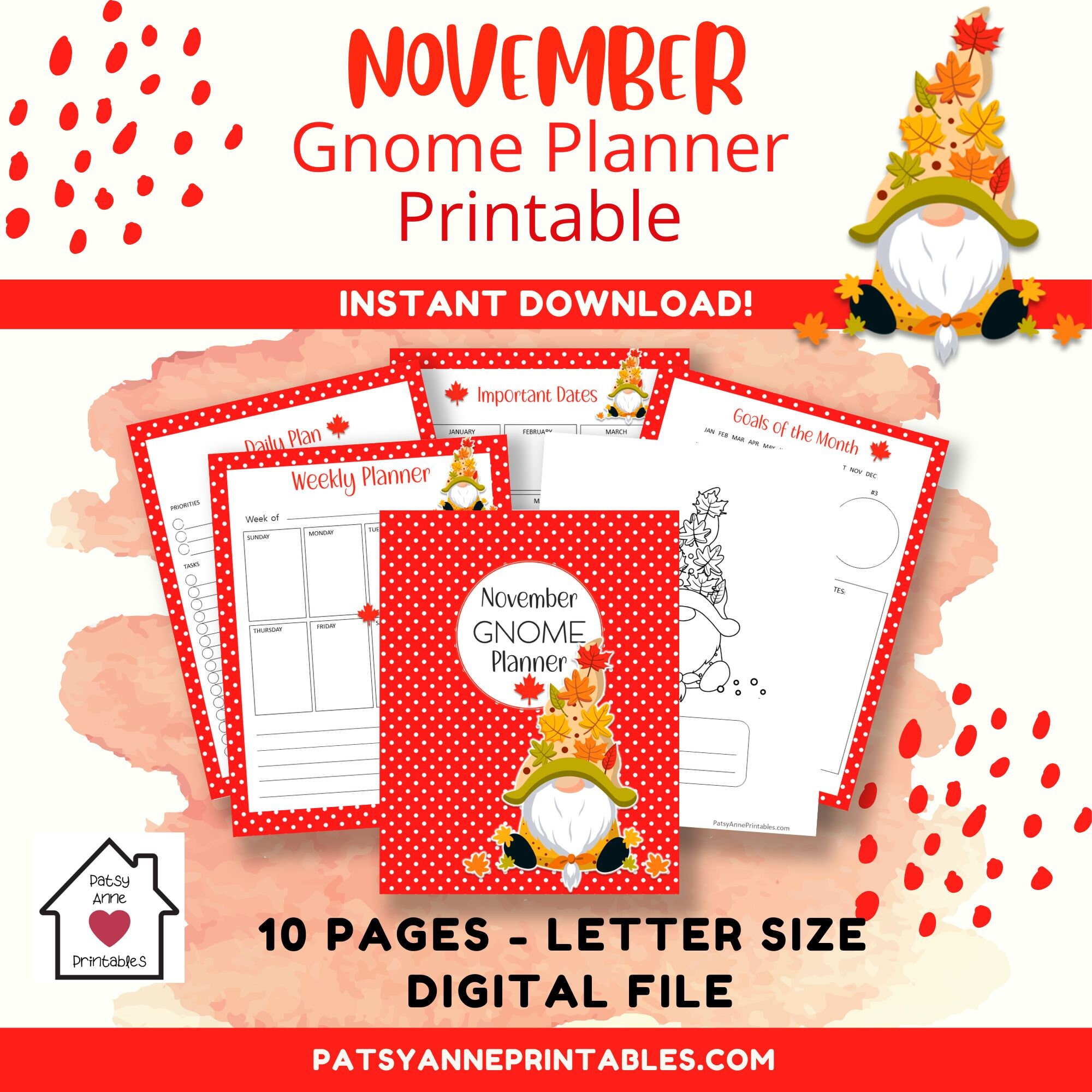November Gnome Planner Printable | Instant Download! - Etsy