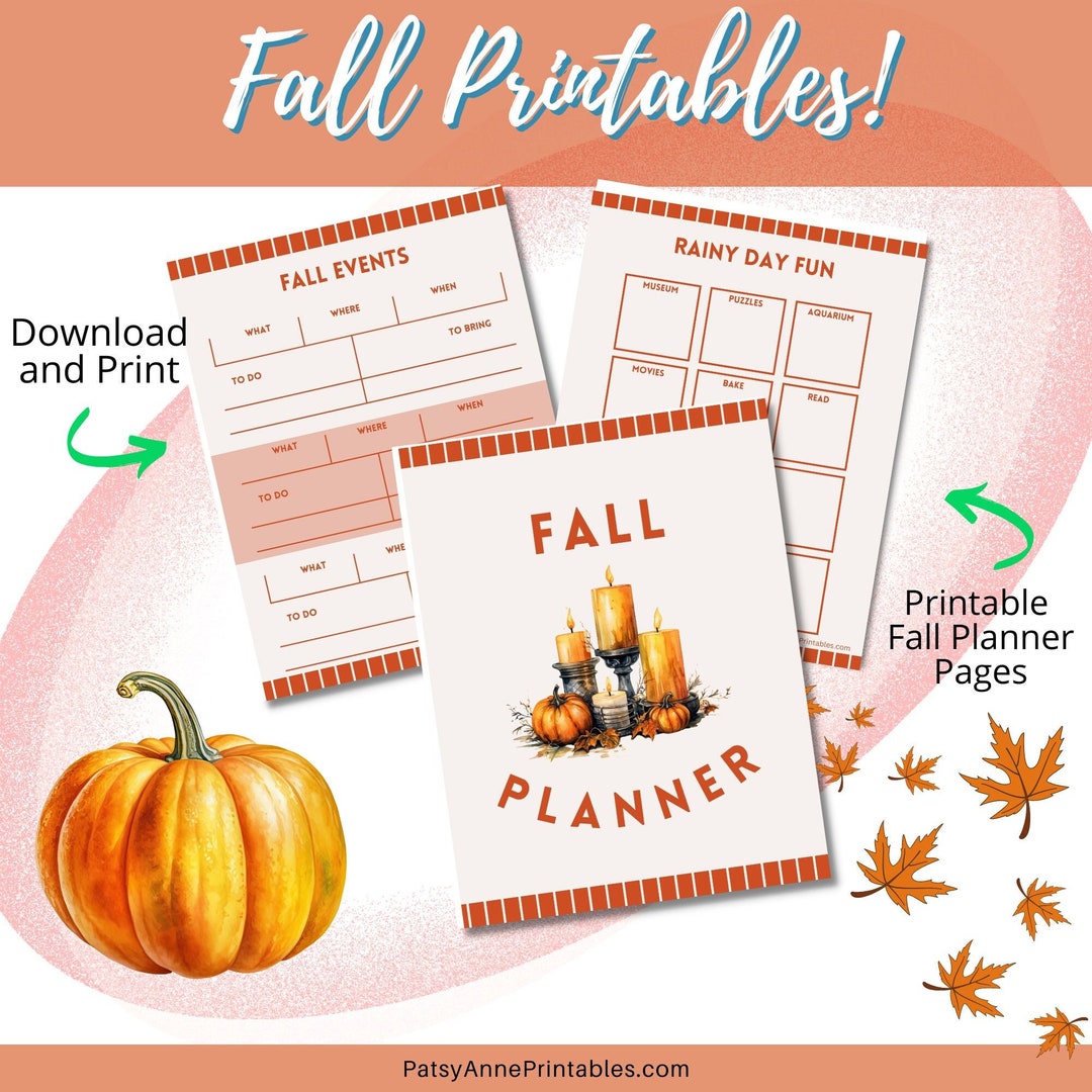 Fall Weekly Planner Printable, Fall Food Plans, Fall Travel, Instant ...