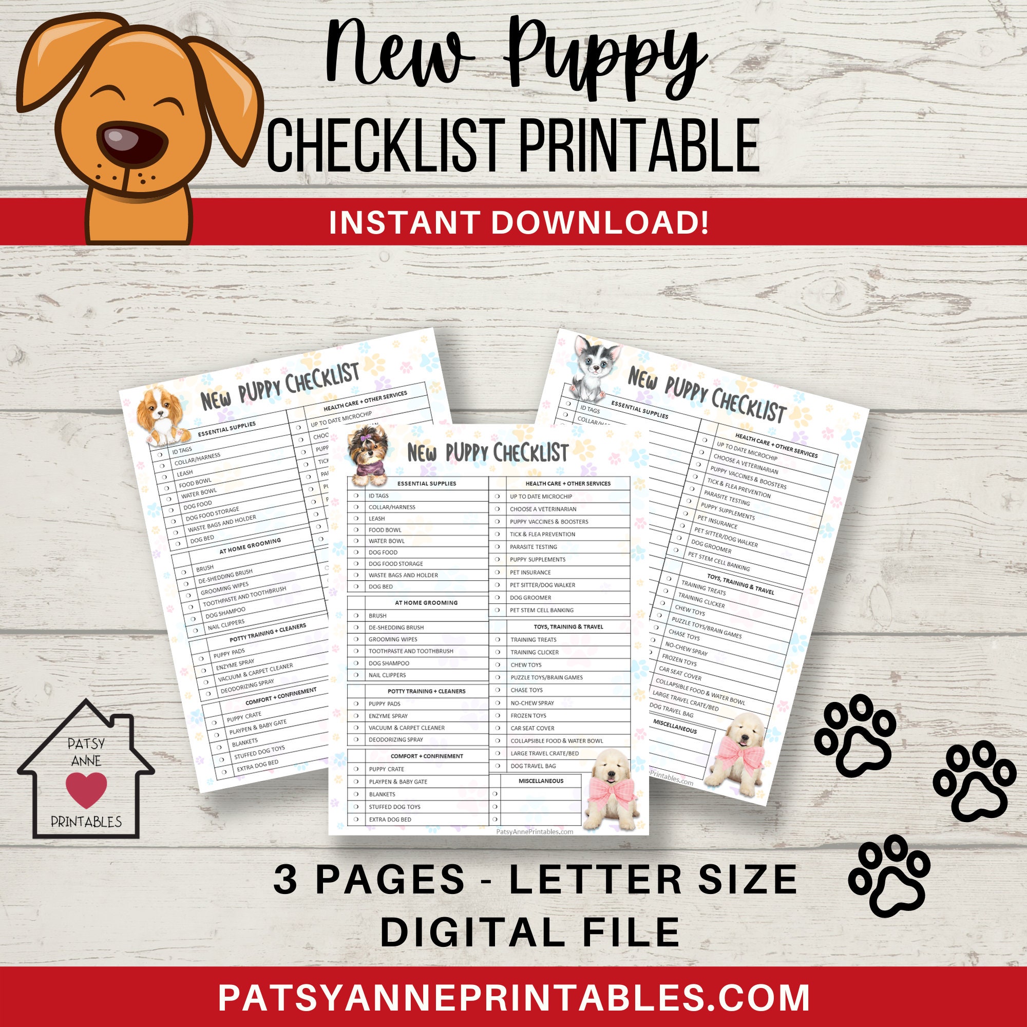 New Puppy Checklist Printable | New Puppy Printable | Instant Download ...