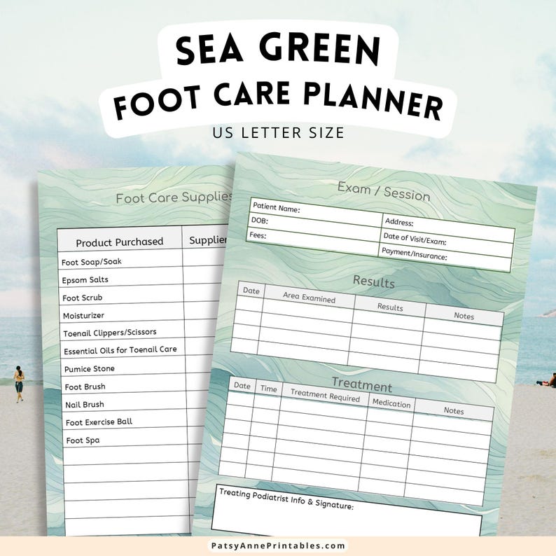 Sea Green Foot Care Printable | Healthy Feet Printable | Instant ...