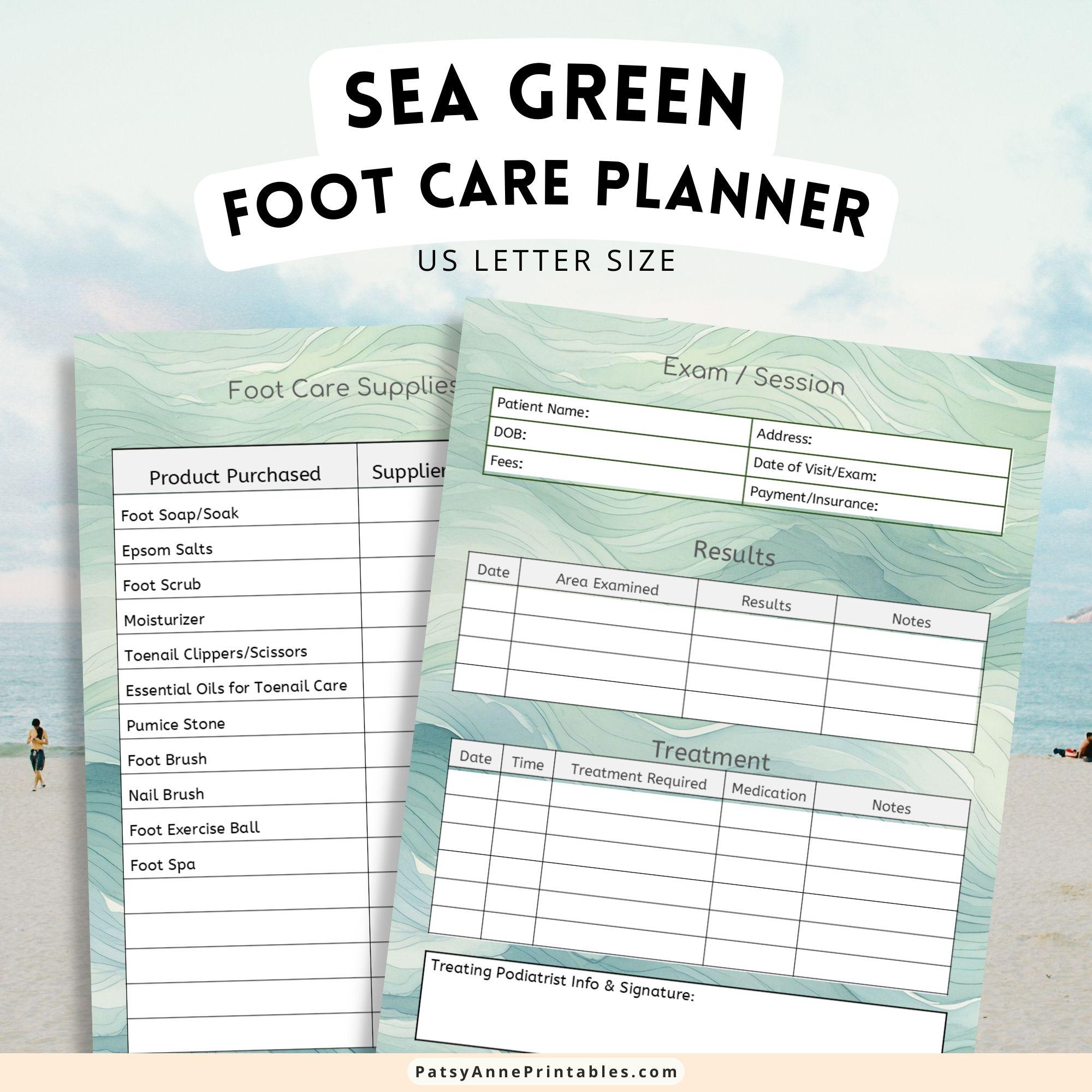 Sea Green Foot Care Printable | Healthy Feet Printable | Instant ...