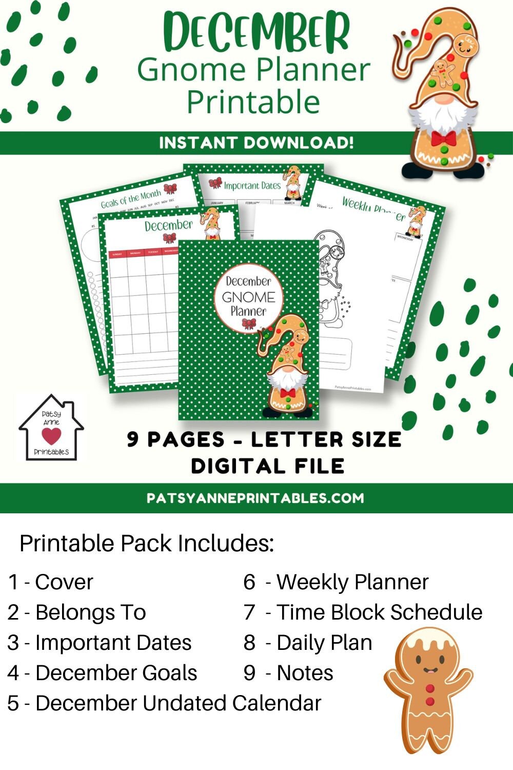December Gnome Planner Printable Instant Download - Etsy