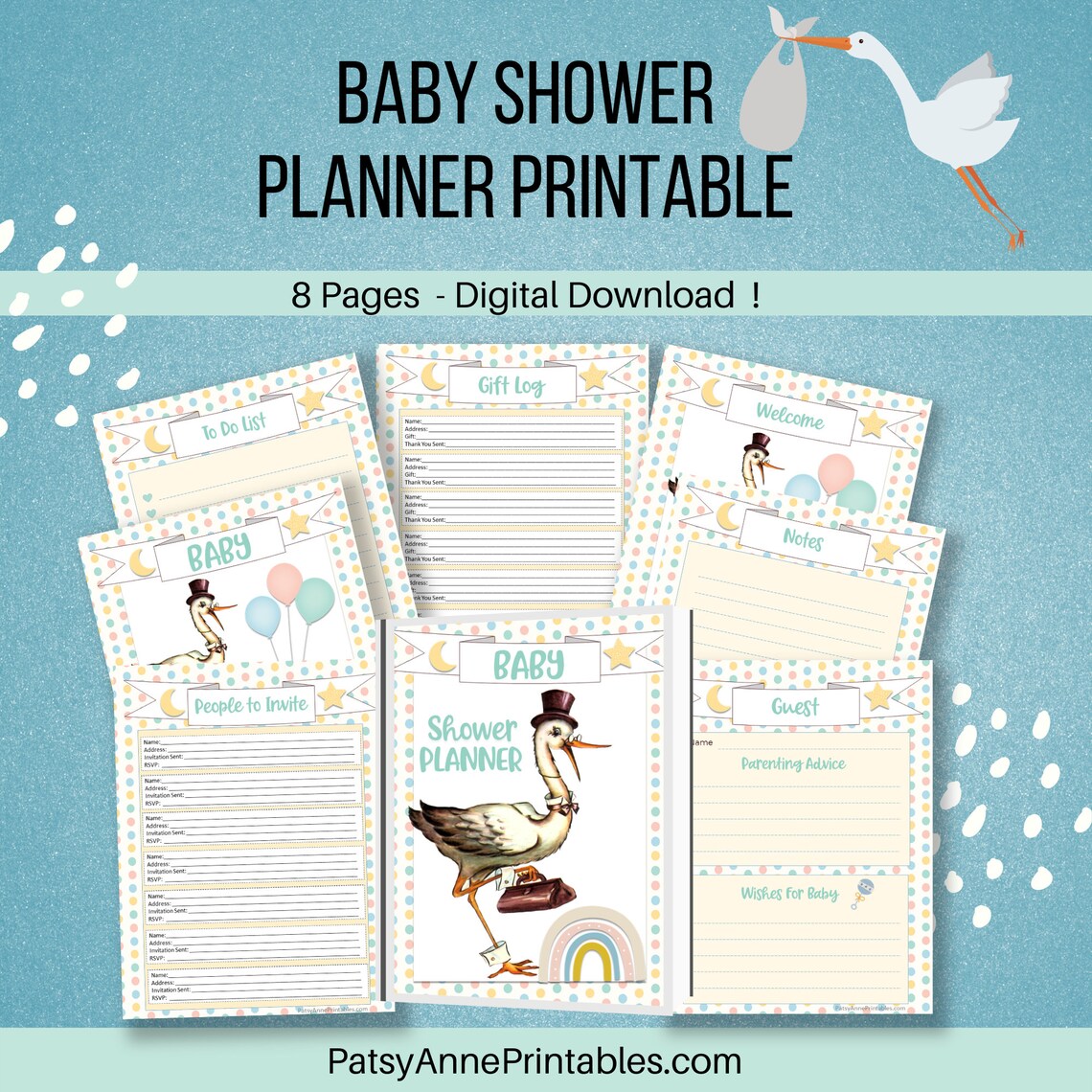 Baby Shower Planner Printable | Baby Shower Journal - Etsy