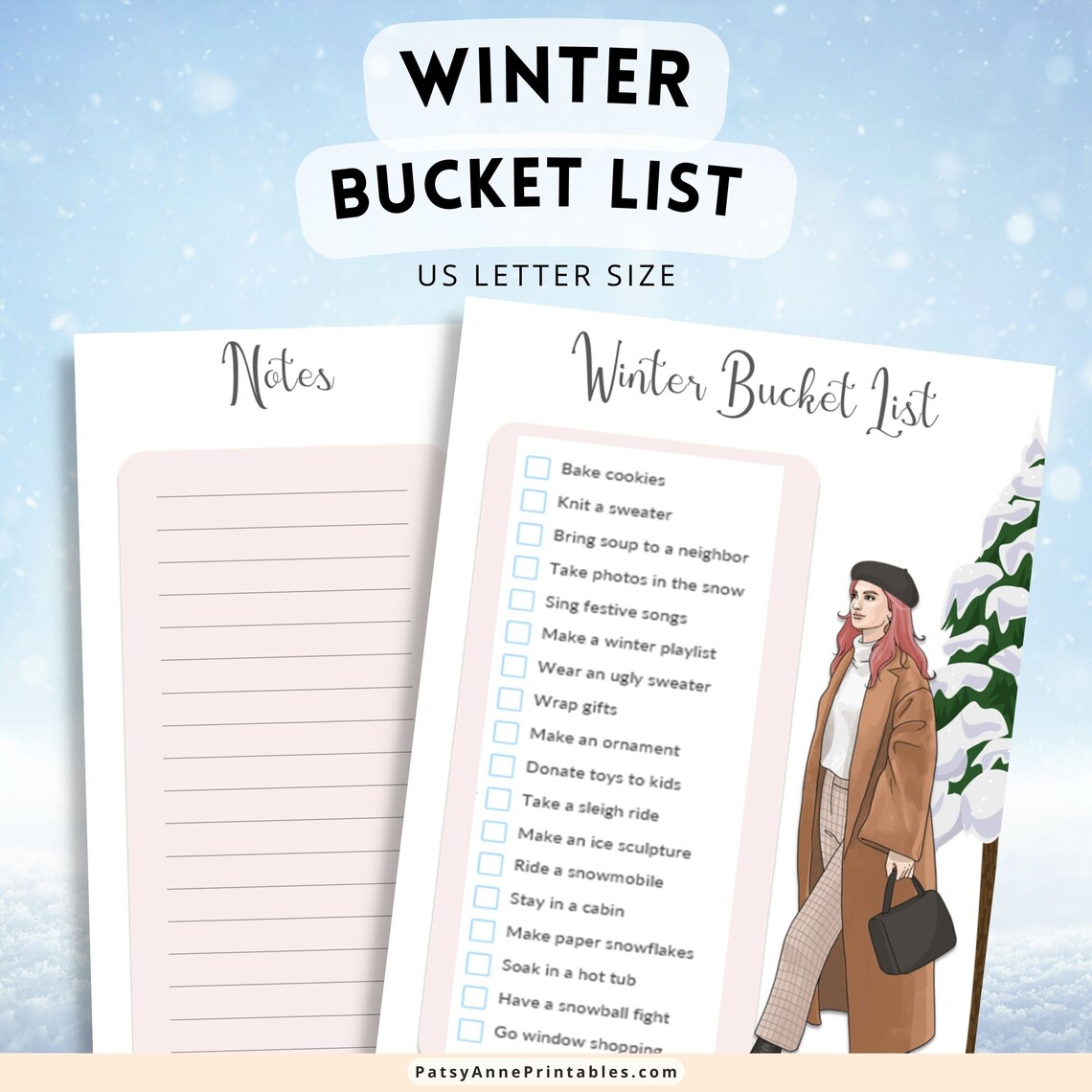 Winter Bucket List Printable | Bucket List Printable | Instant Download ...