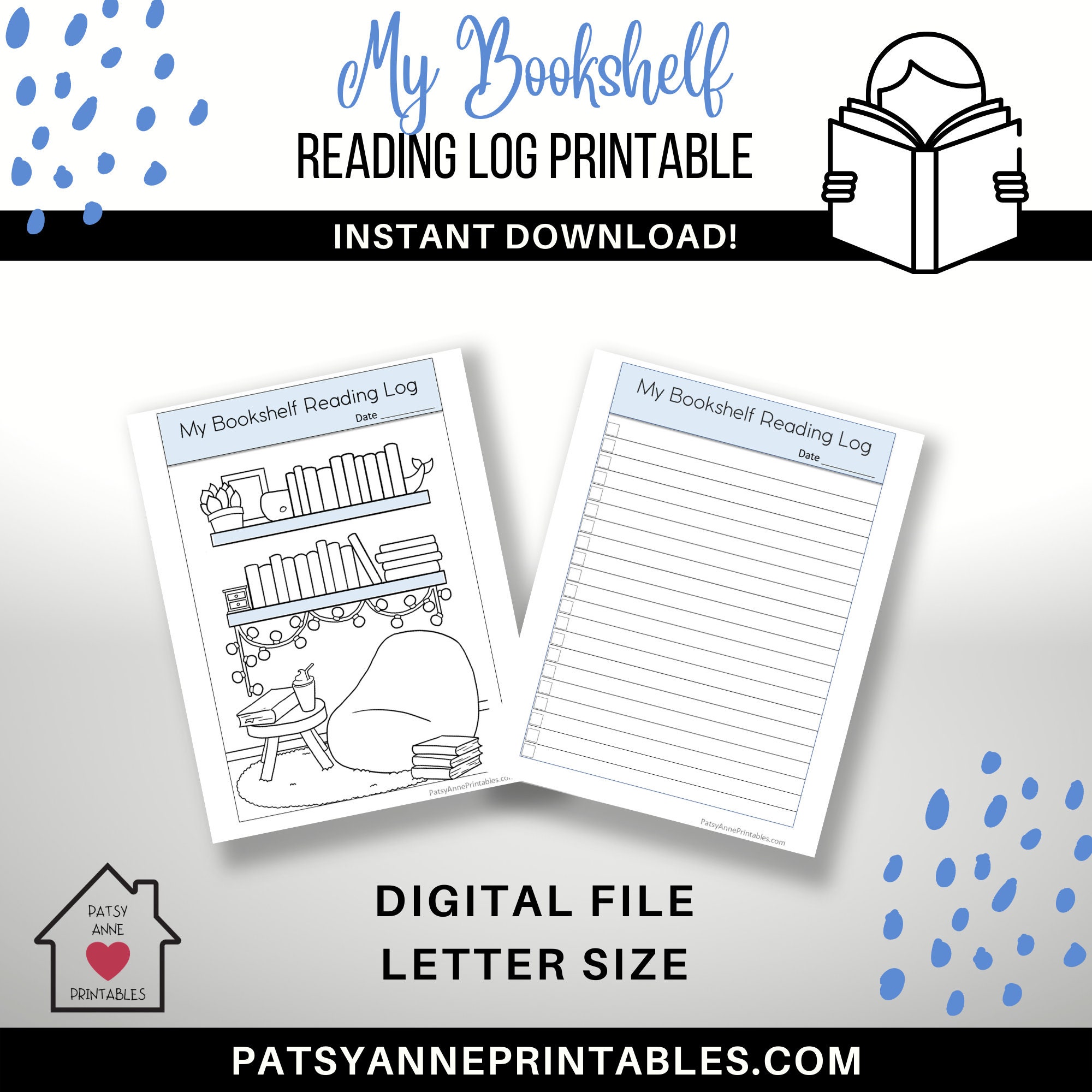 My Bookshelf Reading Log Printable Book Tracker Journal Instant ...