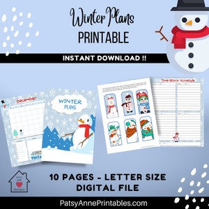 Winter Plans Printable Cute Snowman Planner Printable - Etsy