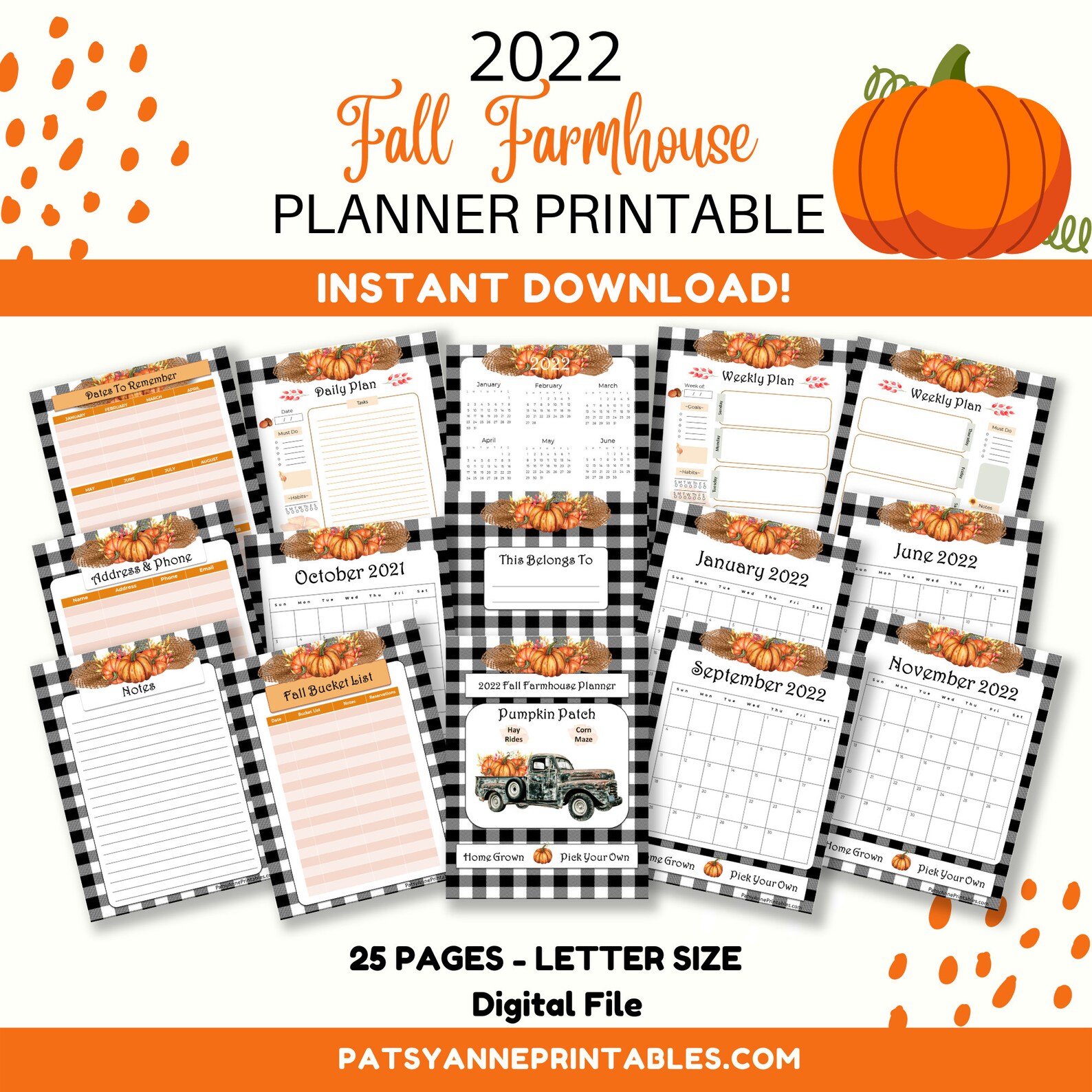 2022 Fall Farmhouse Planner Farmhouse Printable Instant - Etsy