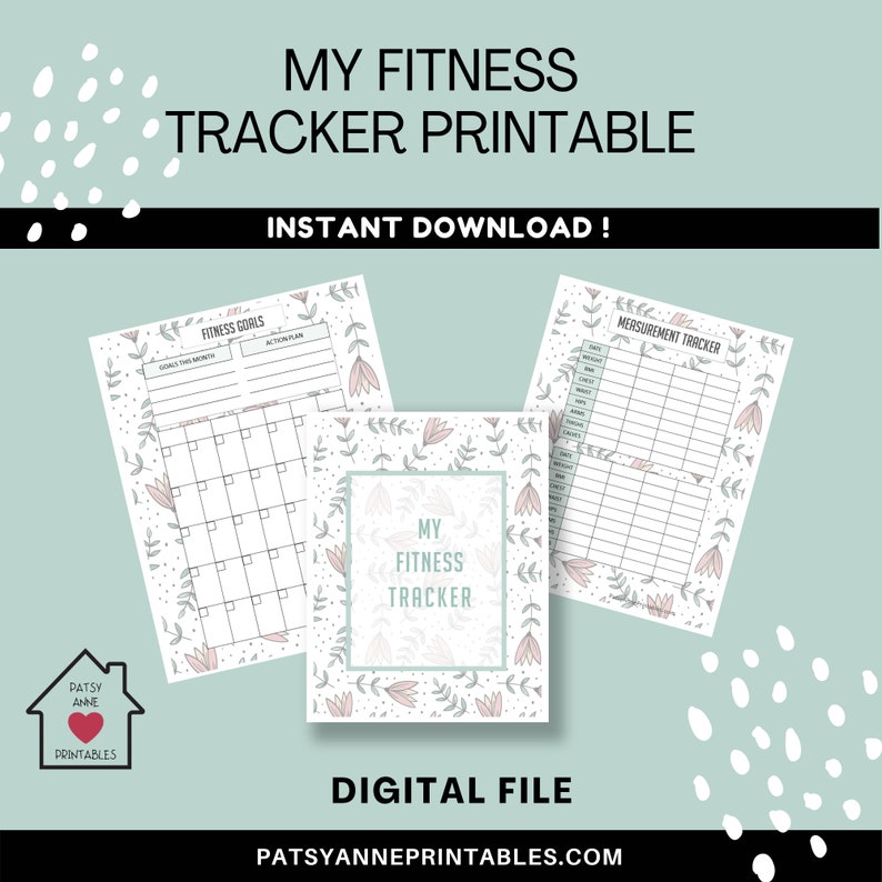 My Fitness Tracker Health Planner Printable Floral Printable - Etsy