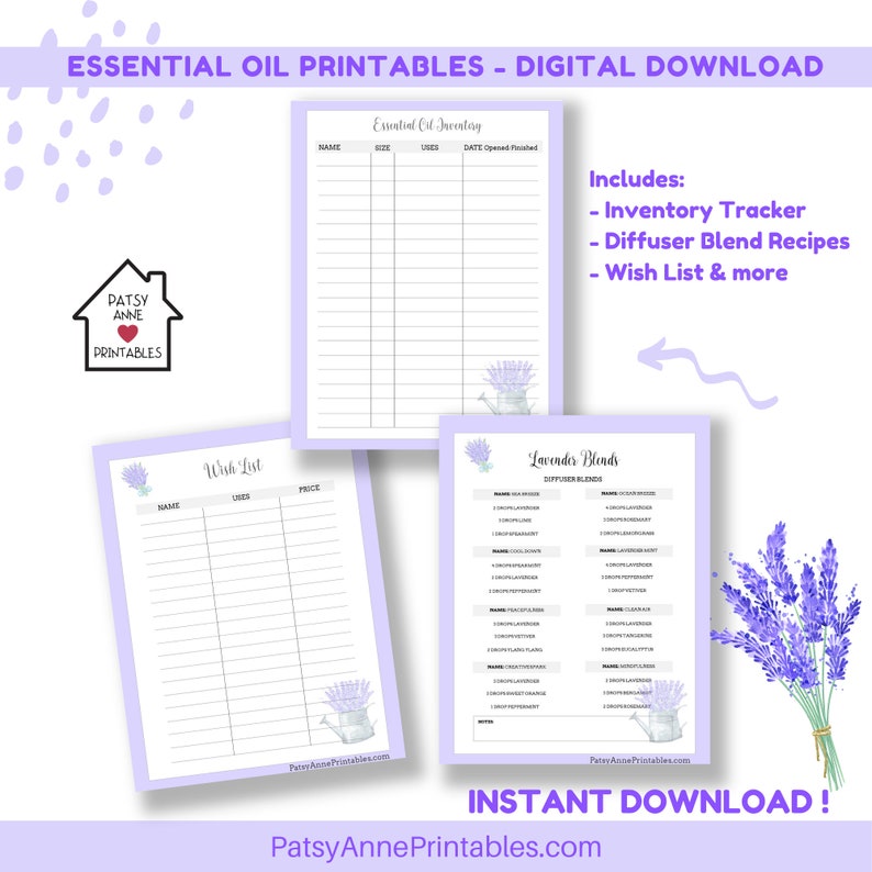 Printable Essential Oil Journal Essential Oil Inventory Tracker ...