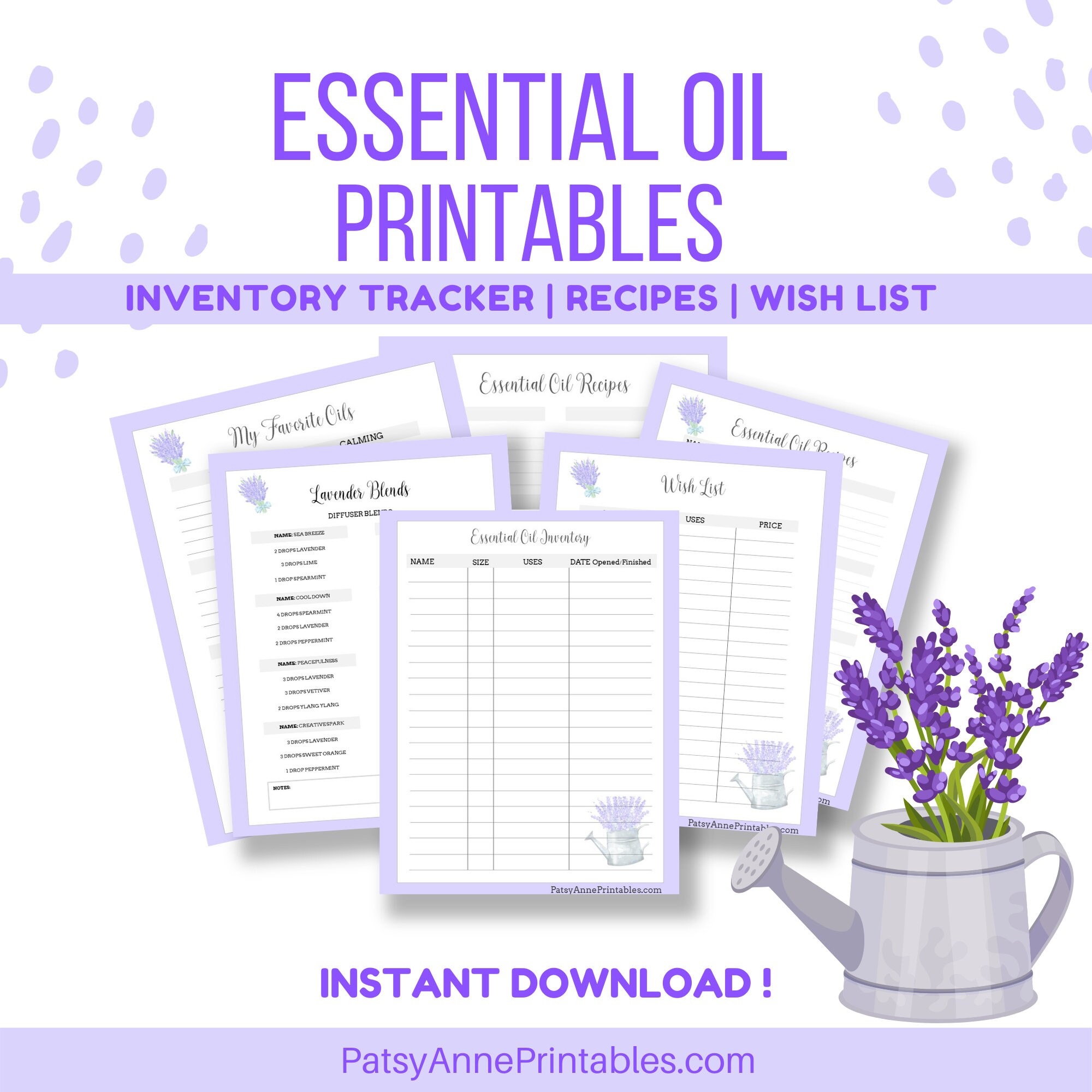 Printable Essential Oil Journal Essential Oil Inventory Tracker ...