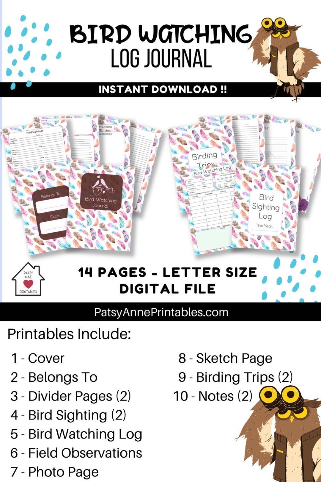 Bird Watching Log Journal Bird Watching Printable Instant Download - Etsy