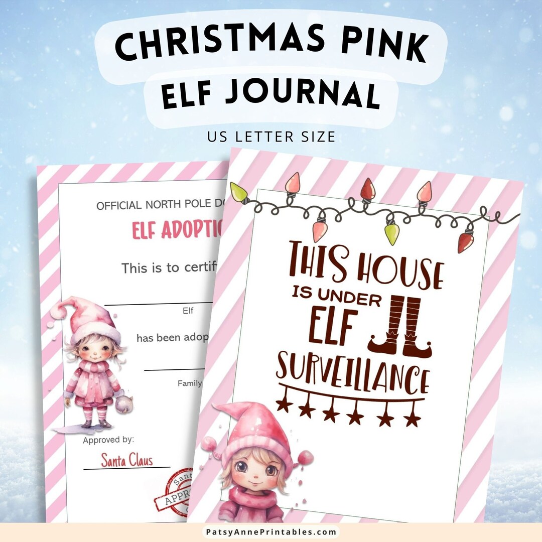 Christmas Pink Elf Journal, Elf Christmas Planner Printable, Instant ...