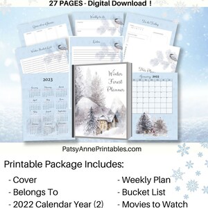 Winter Forest Planner Printable Winter Calendar Pages Instant Download ...