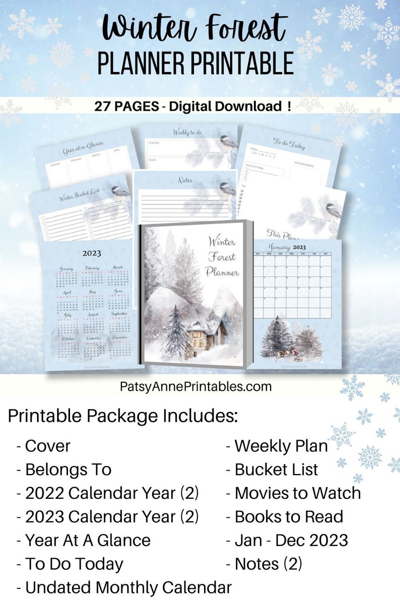 Winter Forest Planner Printable Winter Calendar Pages Instant Download ...