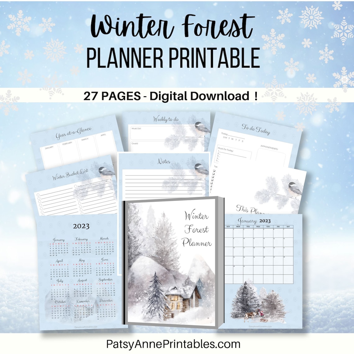 Winter Forest Planner Printable Winter Calendar Pages Instant Download ...