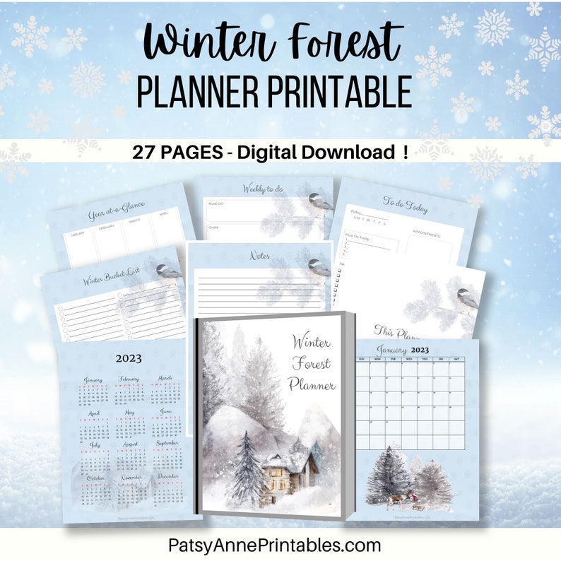 Winter Forest Planner Printable Winter Calendar Pages Instant Download ...