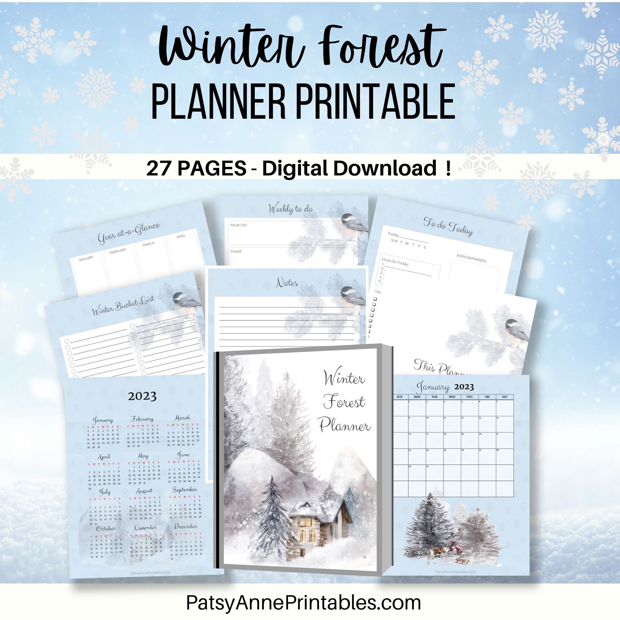 Winter Forest Planner Printable Winter Calendar Pages Instant Download ...