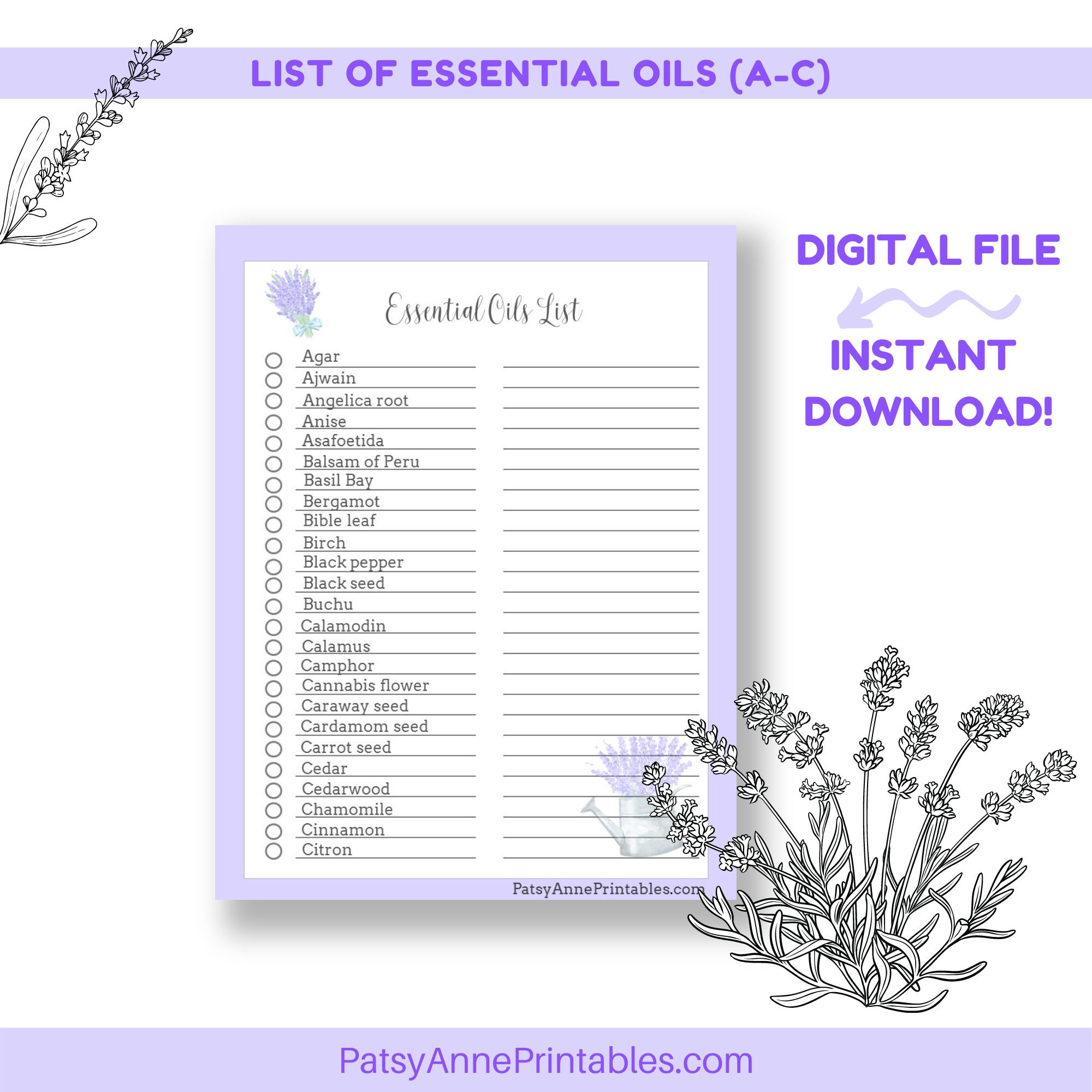 Printable Essential Oil Journal Essential Oil Inventory Tracker ...