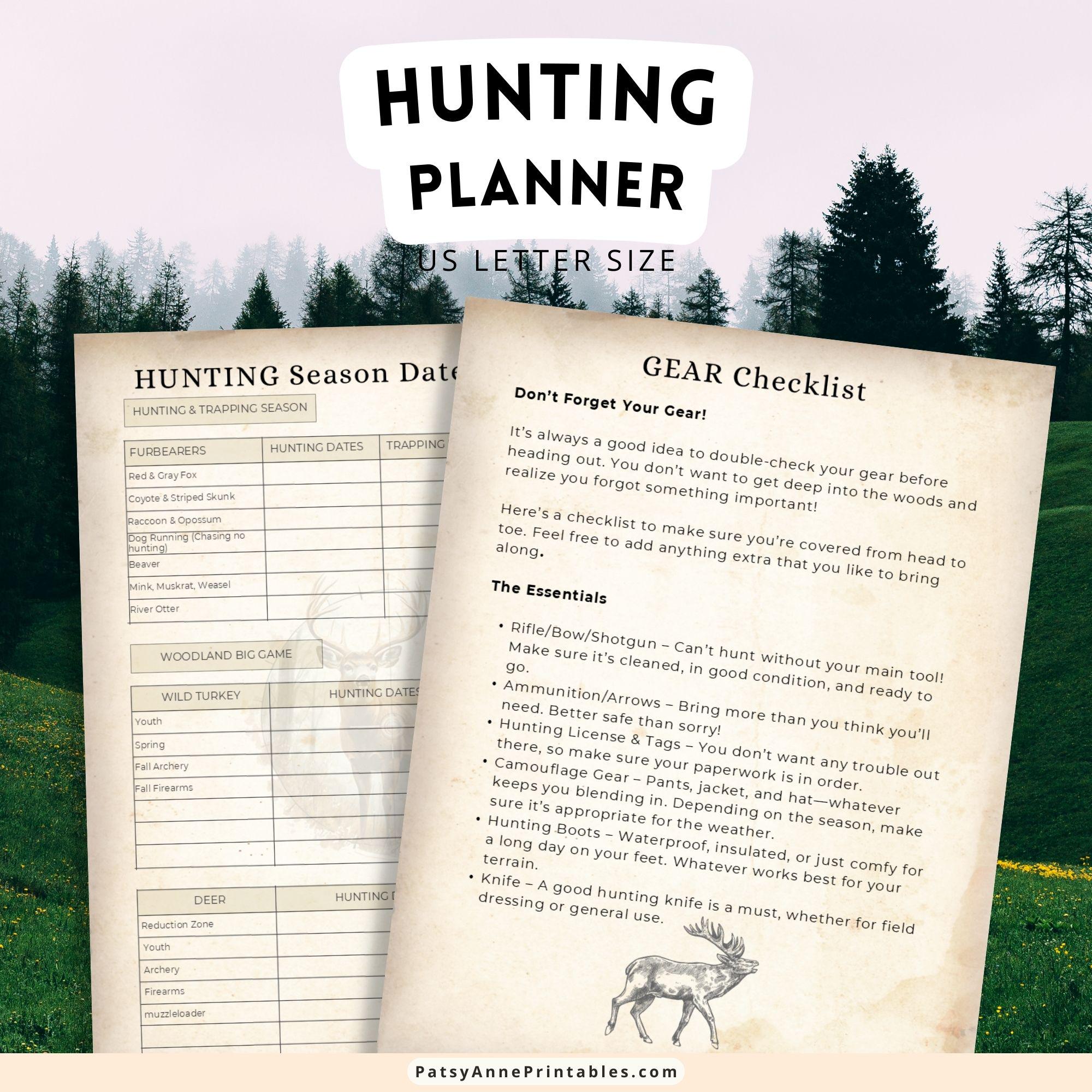 Hunting Planner Printable Hunting Season Goals and Checklists Printable ...