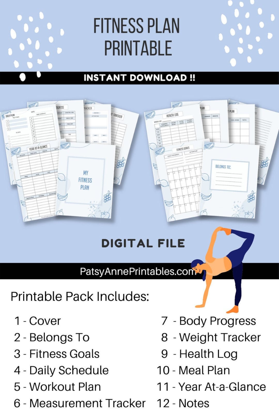 My Fitness Plan Health Planner Printable Health & Fitness Printable - Etsy