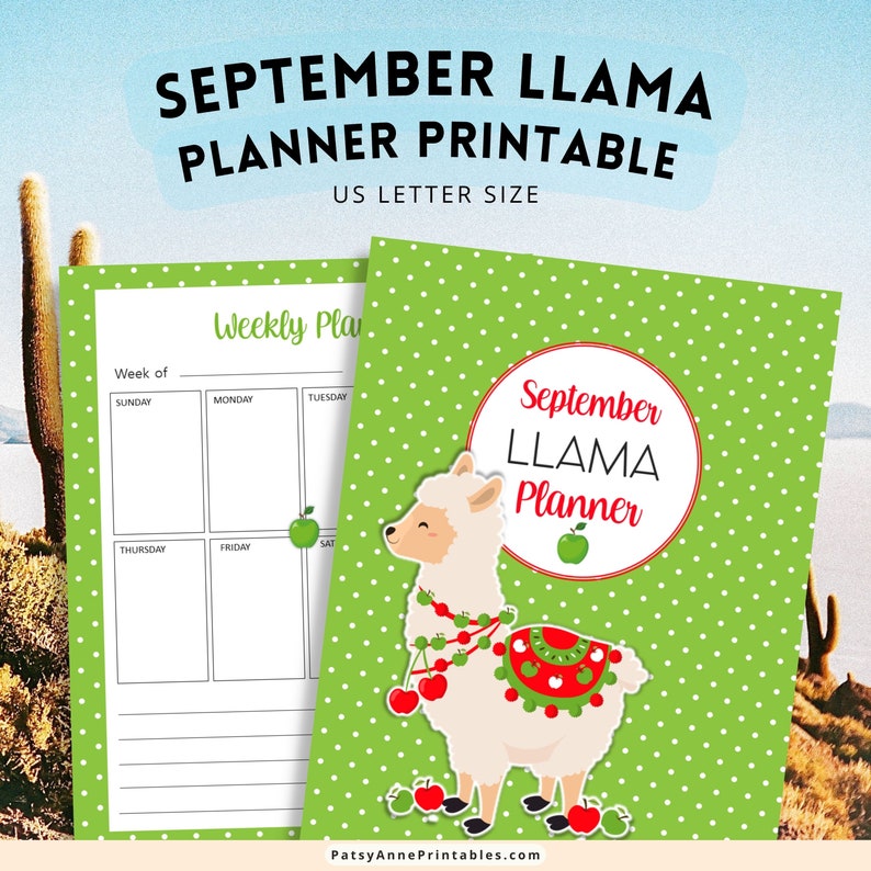 September Llama Planner Printable, Calendar, Goals, Daily Plan ...